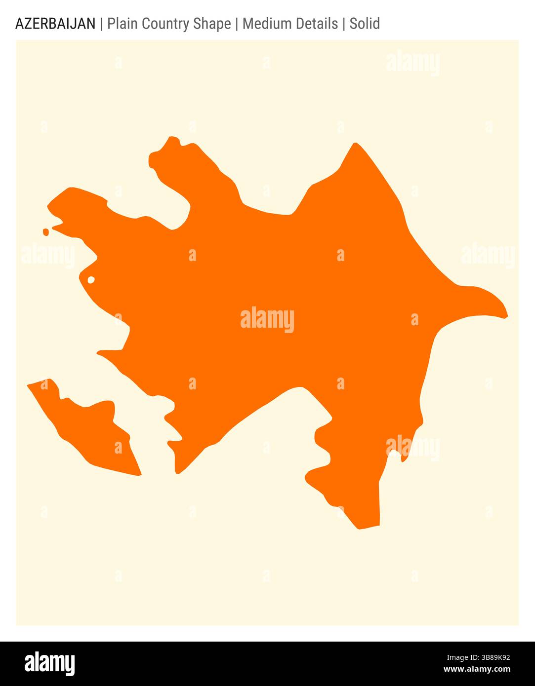 Azerbaijan plain country map. Medium details. Solid style. Shape of ...