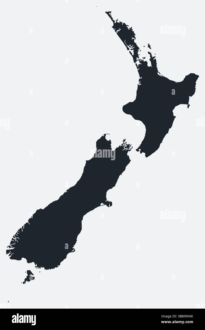 New Zealand map. Just a simple border map. Shape of the country. Flat ...
