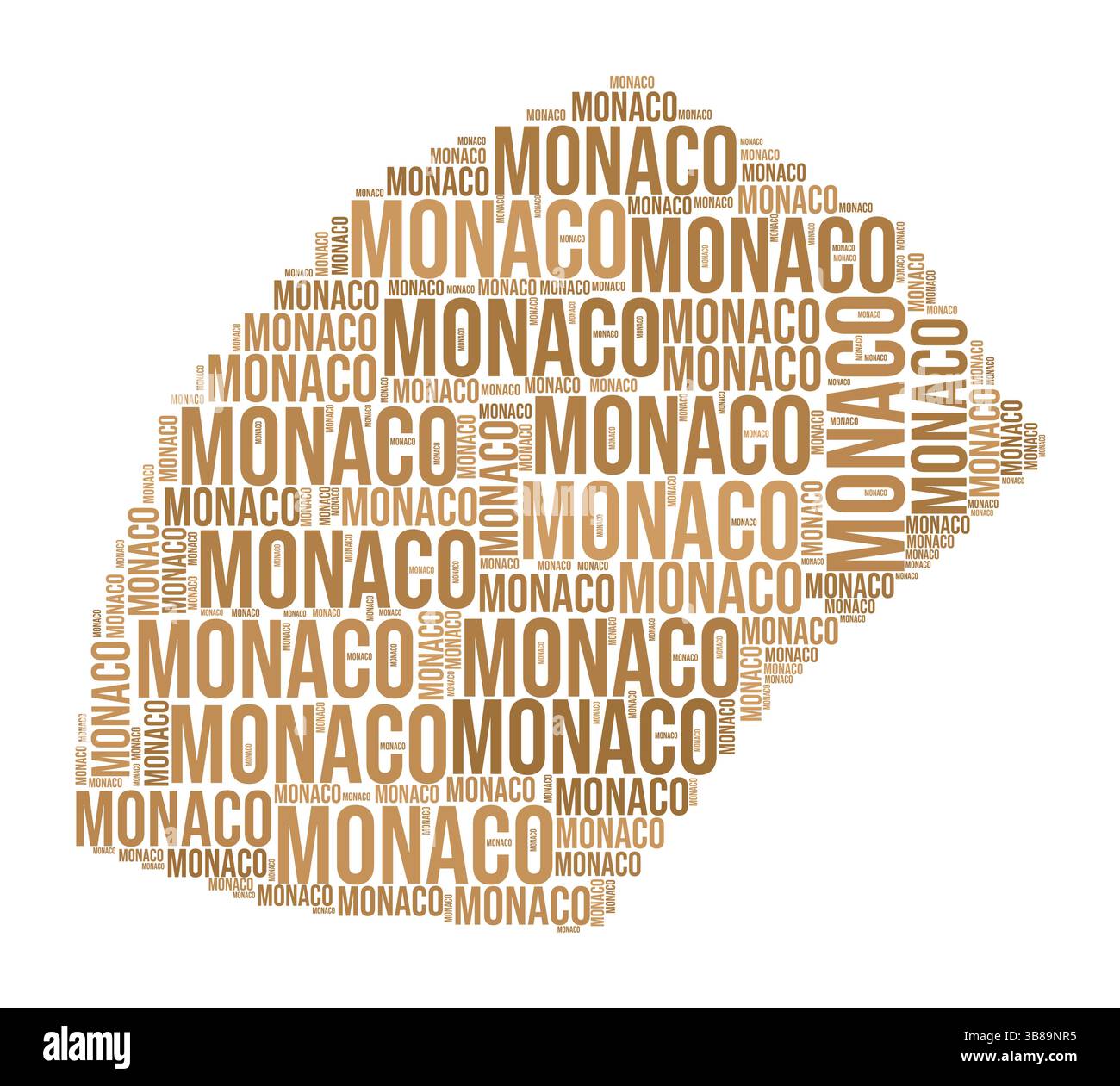 Monaco Word Cloud. Country shape with region division. Monaco ...