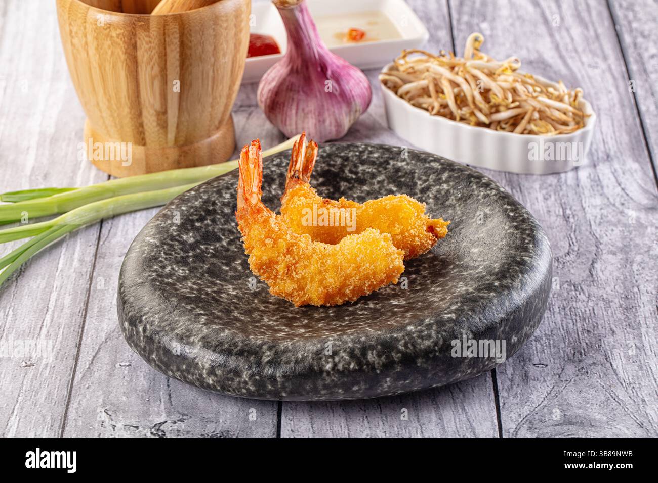 Golden crunhy breaded prawn appetizer snack Stock Photo - Alamy
