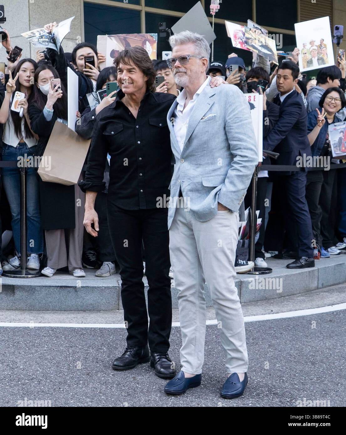 Seoul, South Korea. 7th May, 2025. (L to R) American actor Tom Cruise ...