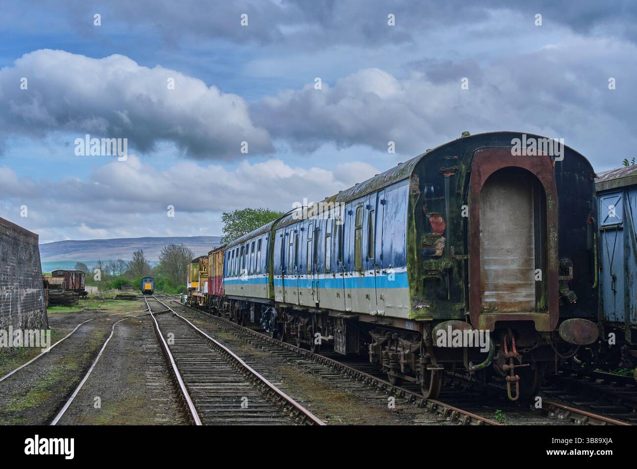 Train carriages on the Eden Valley Railway at Warcop, Cumbria Stock ...