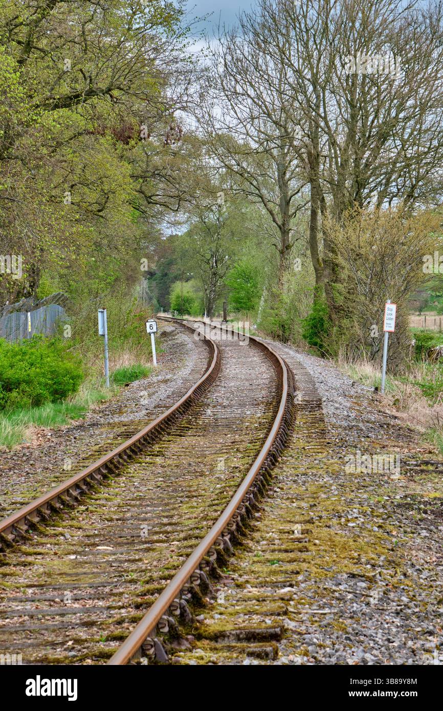 Crossing the Eden Valley Railway line at Warcop, Cumbria Stock Photo ...