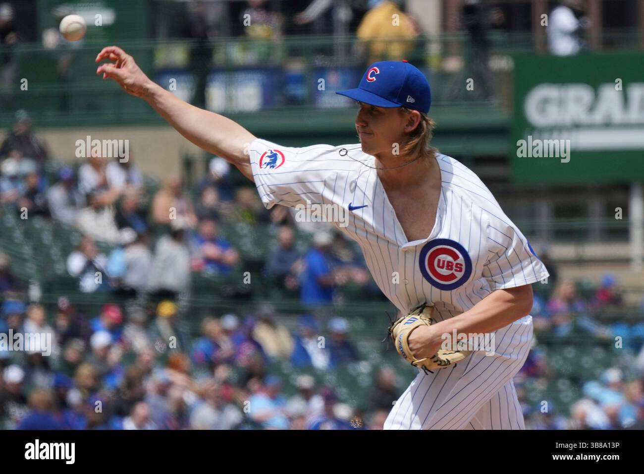 Chicago Cubs starting pitcher Ben Brown throws during the first inning ...