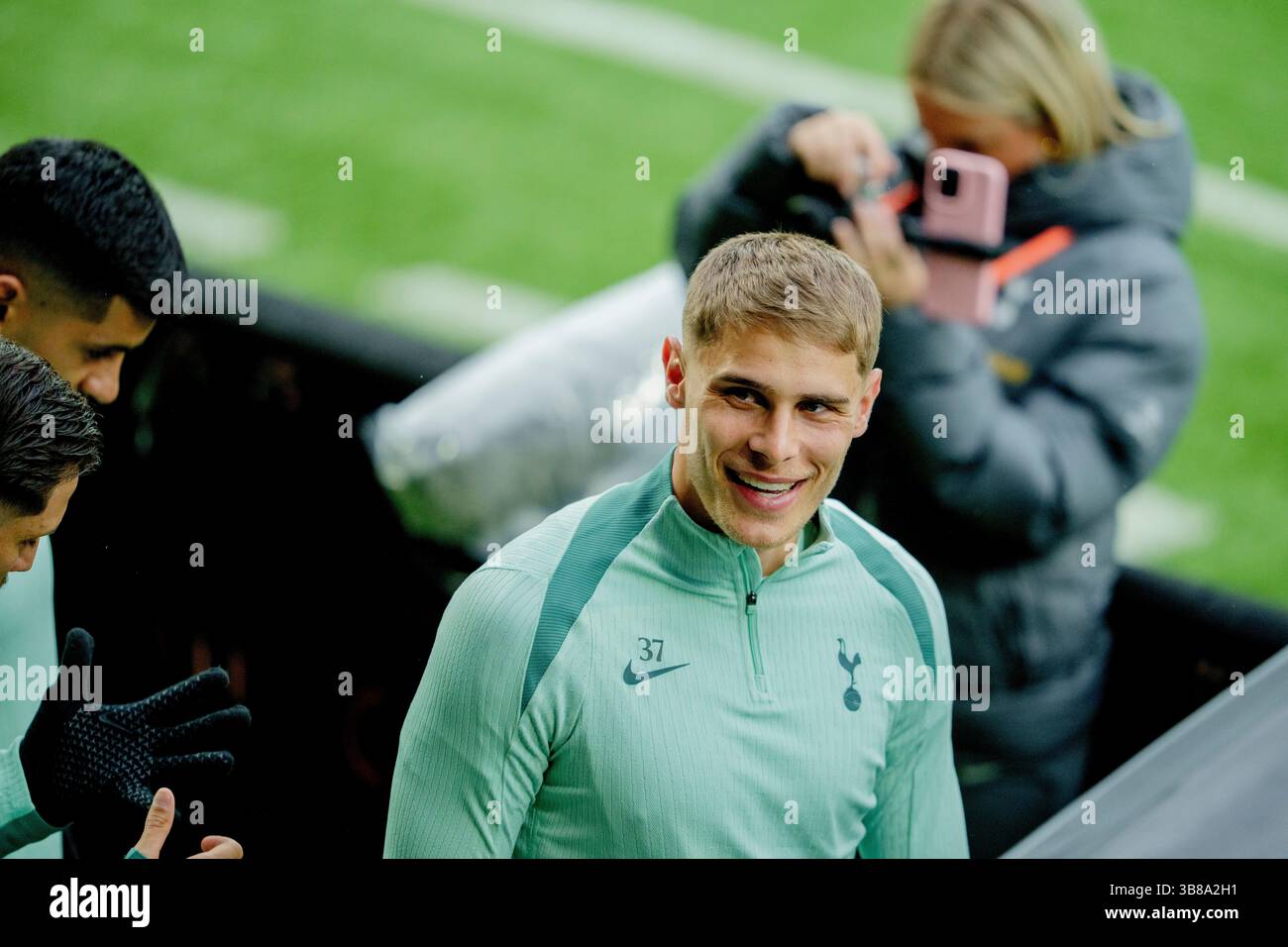 Tottenham Hotspur's Micky van de Ven during a training session at the ...