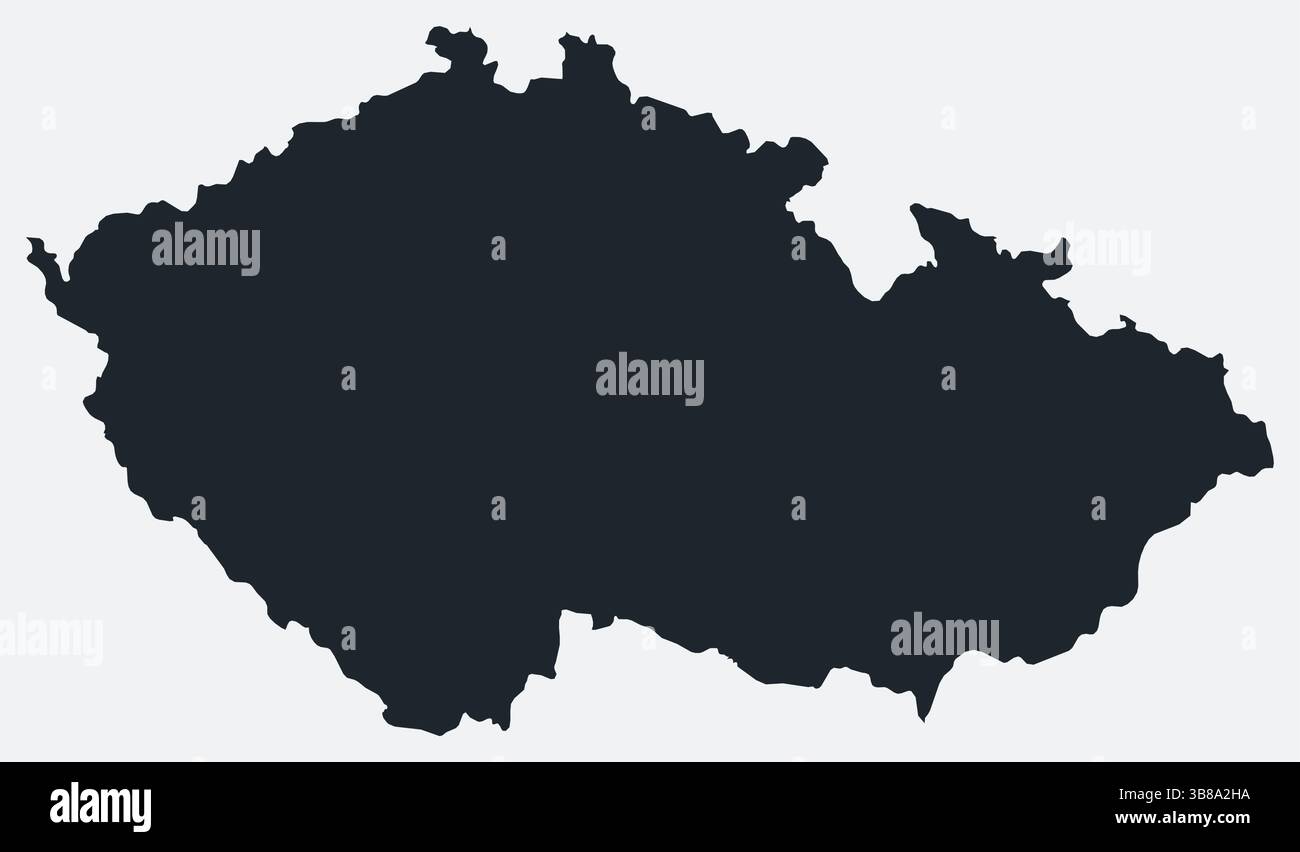 Czechia map. Just a simple border map. Shape of the country. Flat blank ...