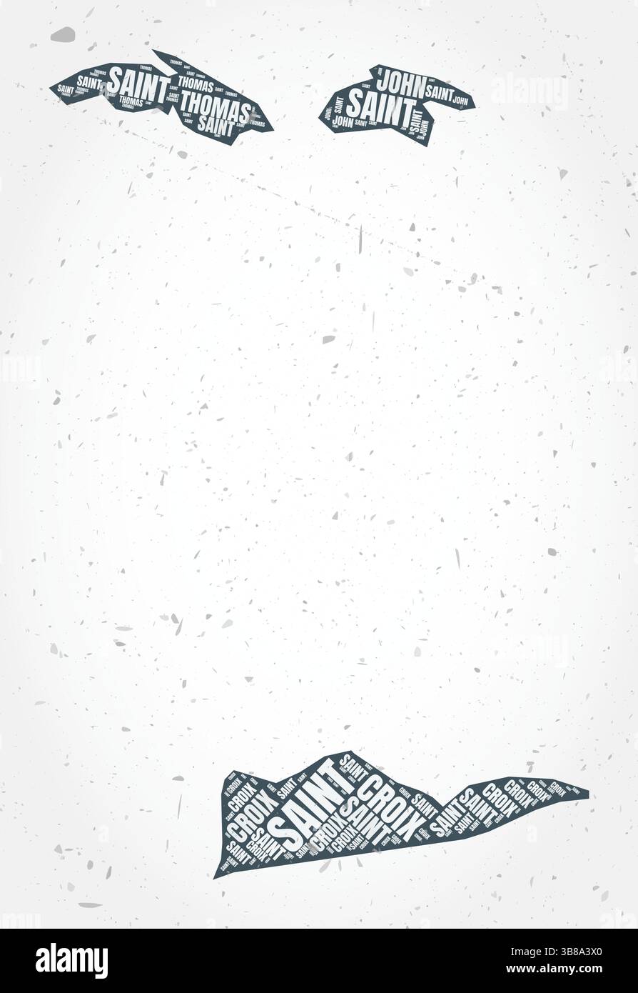 United States Virgin Islands regions word clouds. Country shape on ...