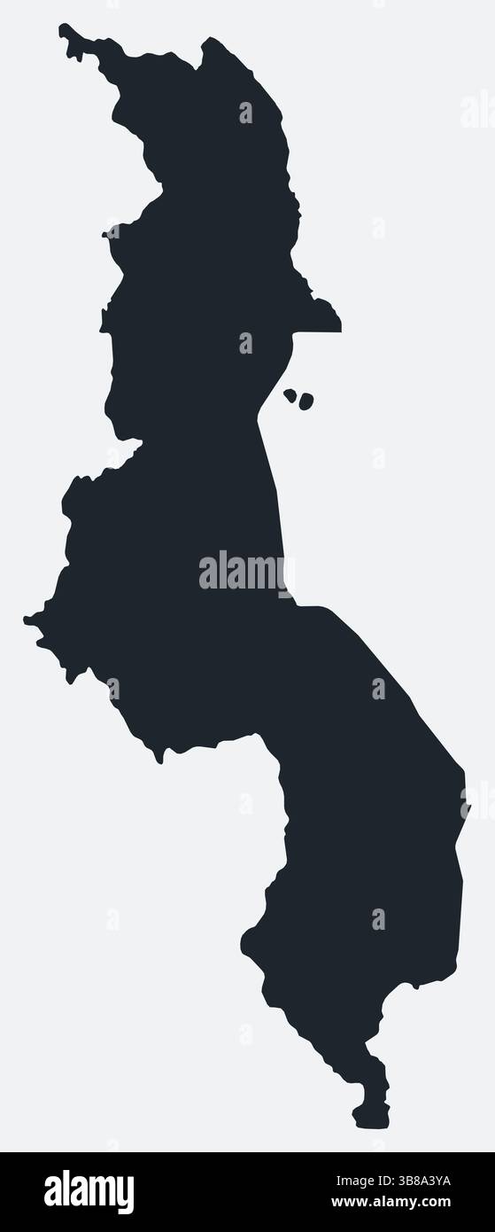 Malawi map. Just a simple border map. Shape of the country. Flat blank ...