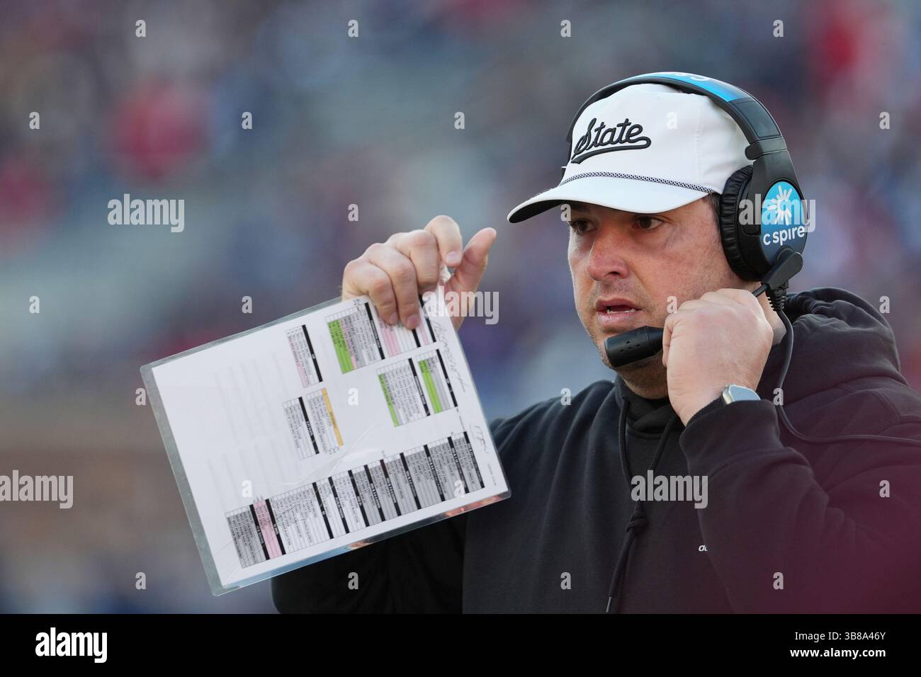 FILE - Mississippi State head coach Jeff Lebby reacts during the first ...