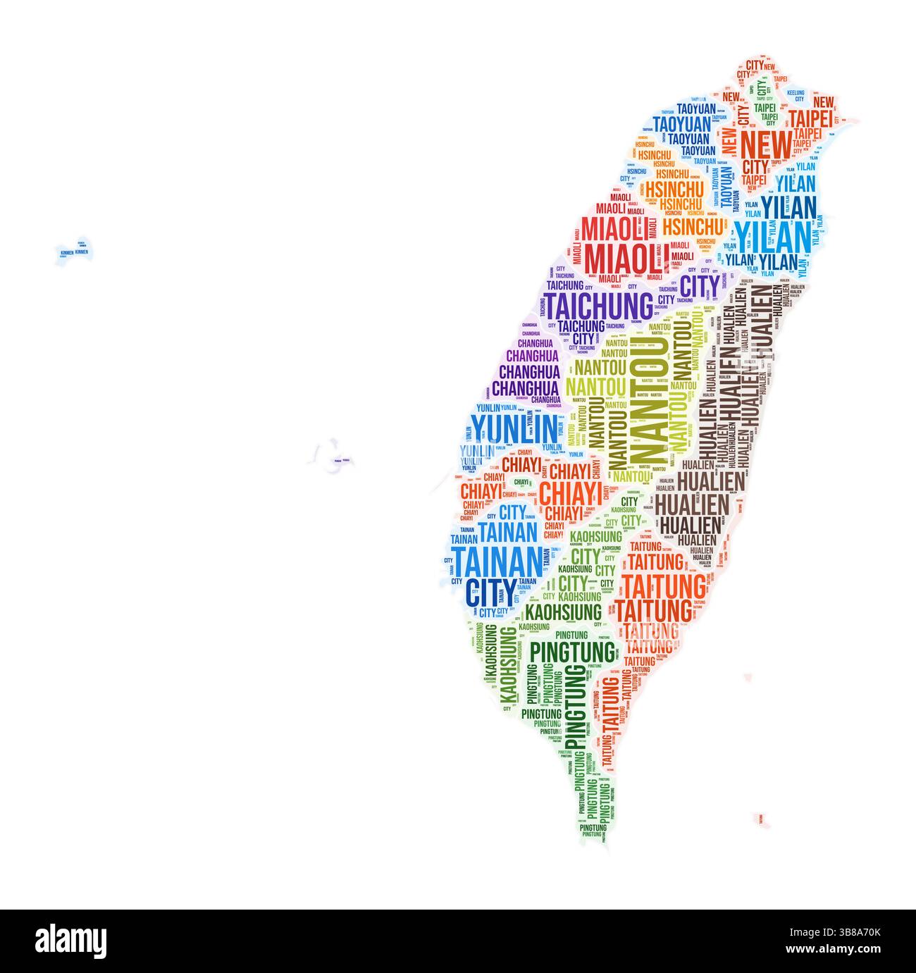 Taiwan region word cloud. Country shape design. Taiwan colored ...