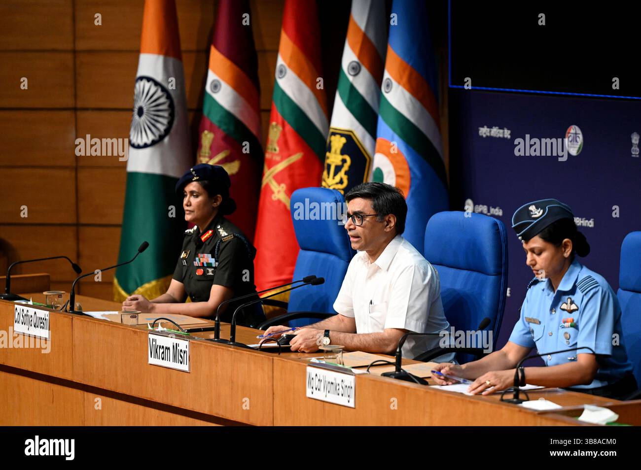 NEW DELHI, INDIA - MAY 7: Foreign Secretary Vikram Misri, Col. Sofiya ...