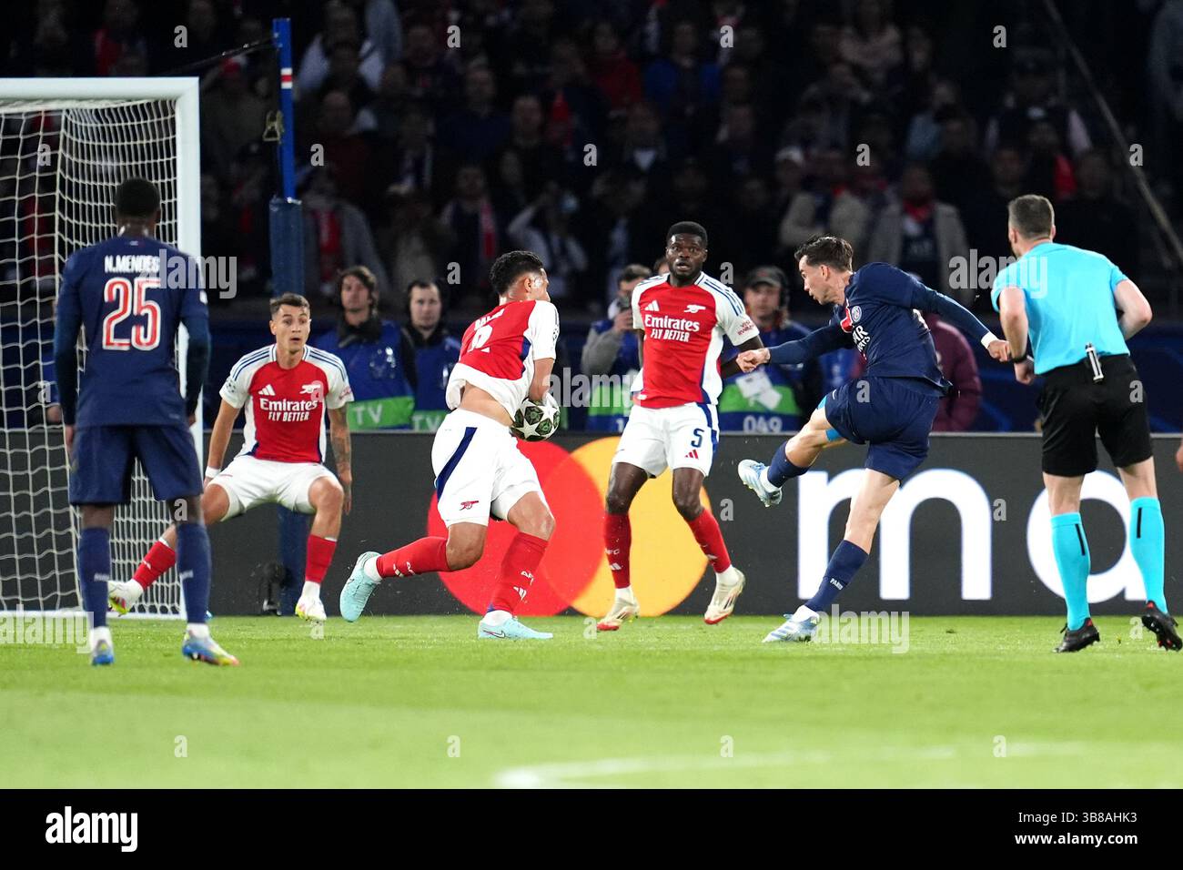 Paris Saint-Germain's Ruiz Fabian (second right) scores their side's ...