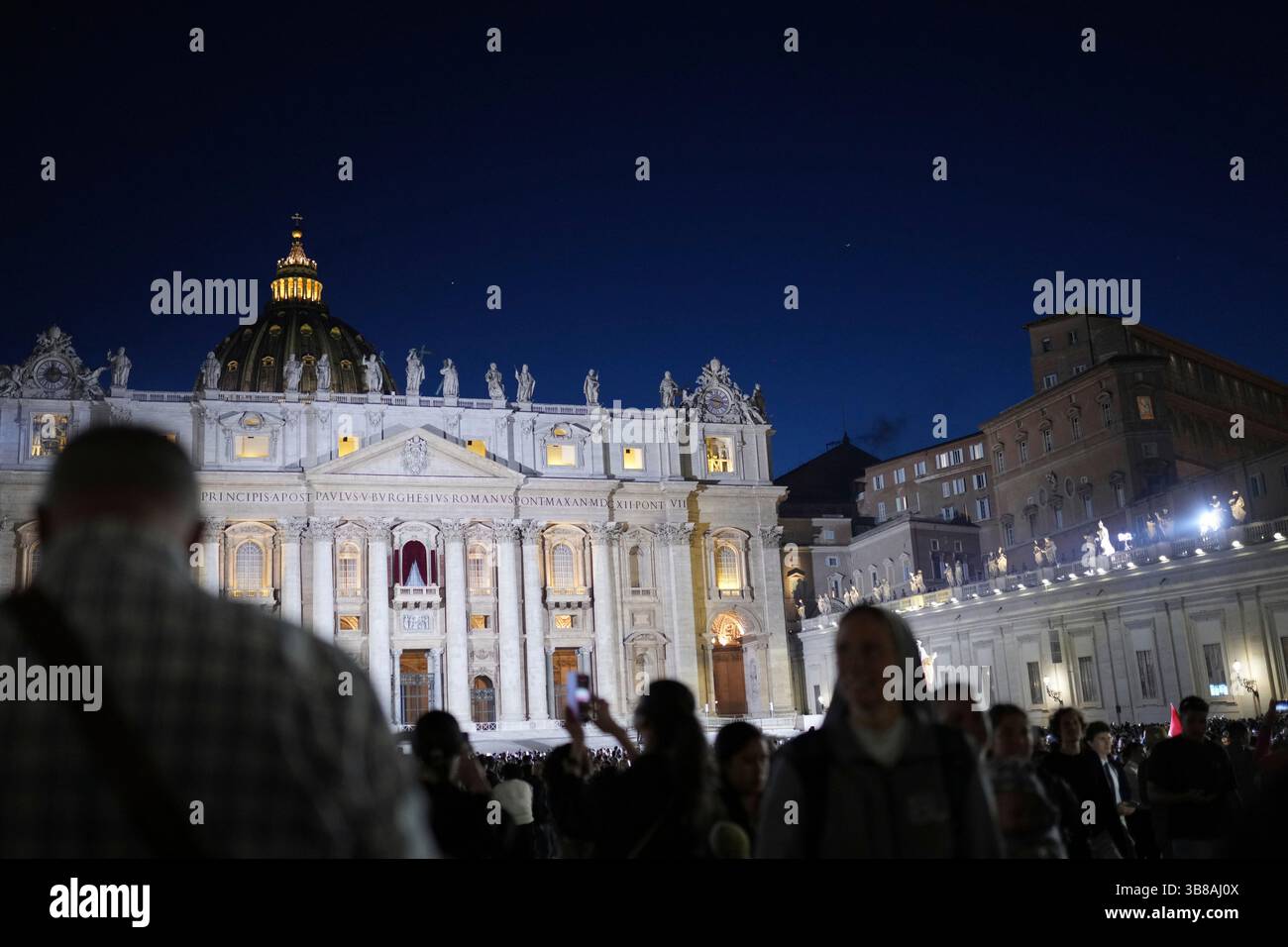 Black smoke billows from the chimney of the Sistine Chapel during the ...