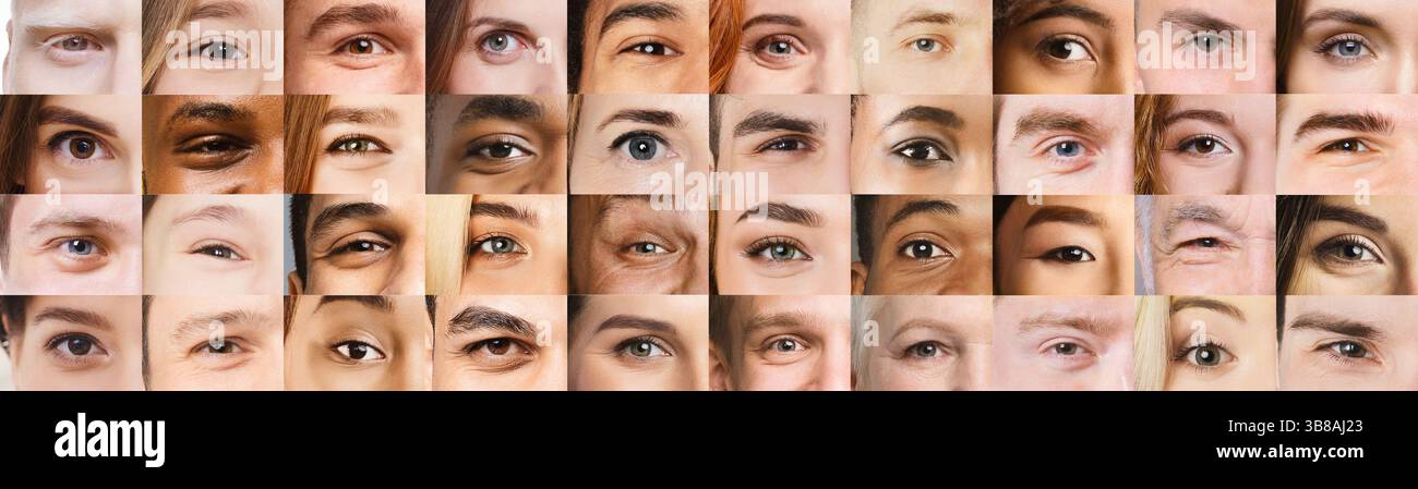 Collage of beautiful human eyes of different colors Stock Photo - Alamy