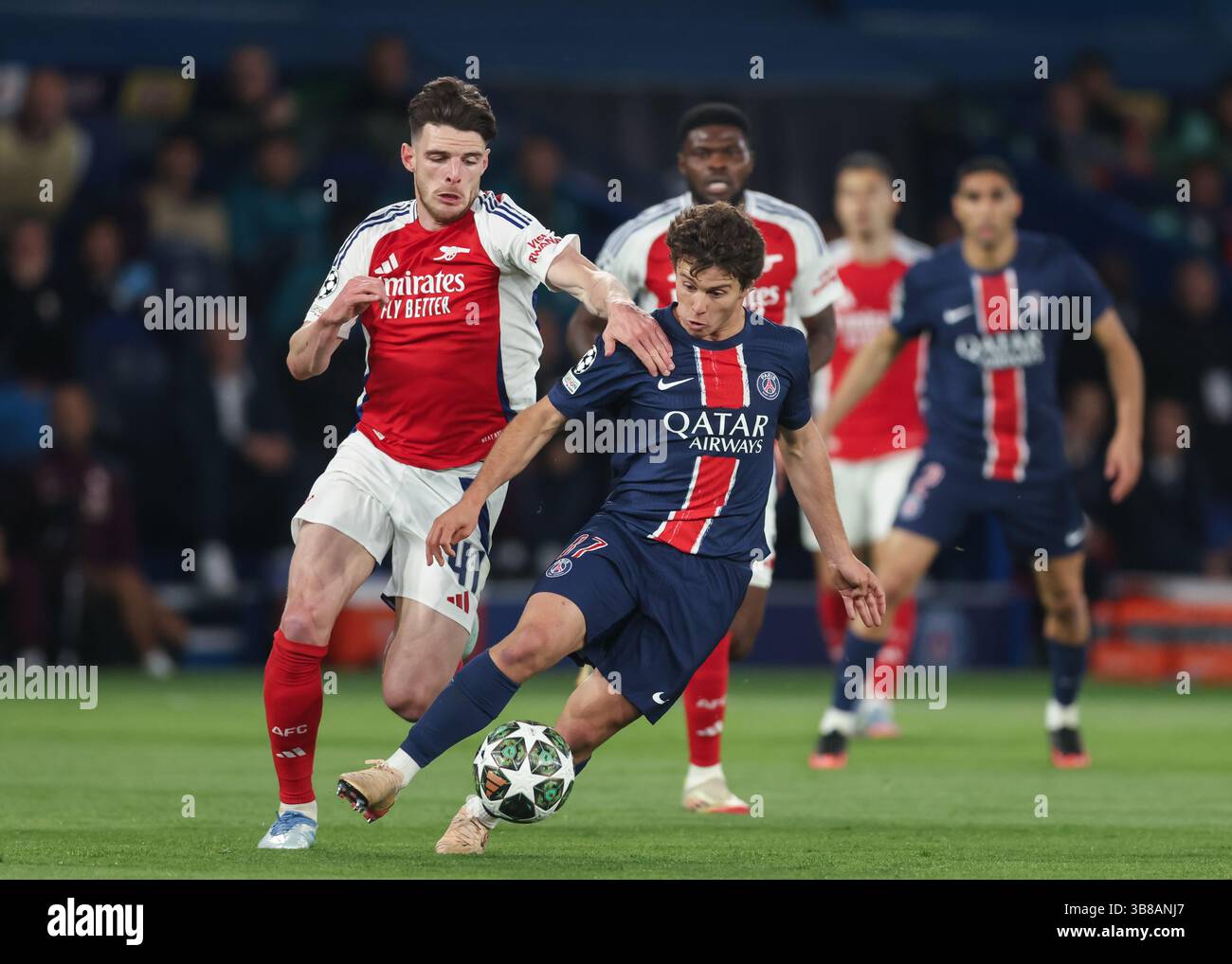 Paris, France. 7th May, 2025. Joao Neves of Paris Saint-Germain and ...