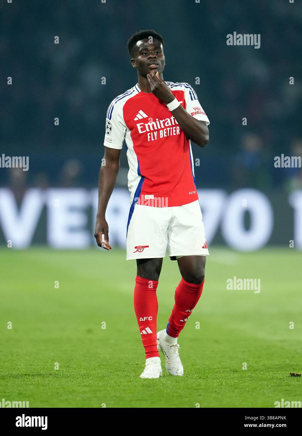 Arsenal's Bukayo Saka during the UEFA Champions League semi final ...