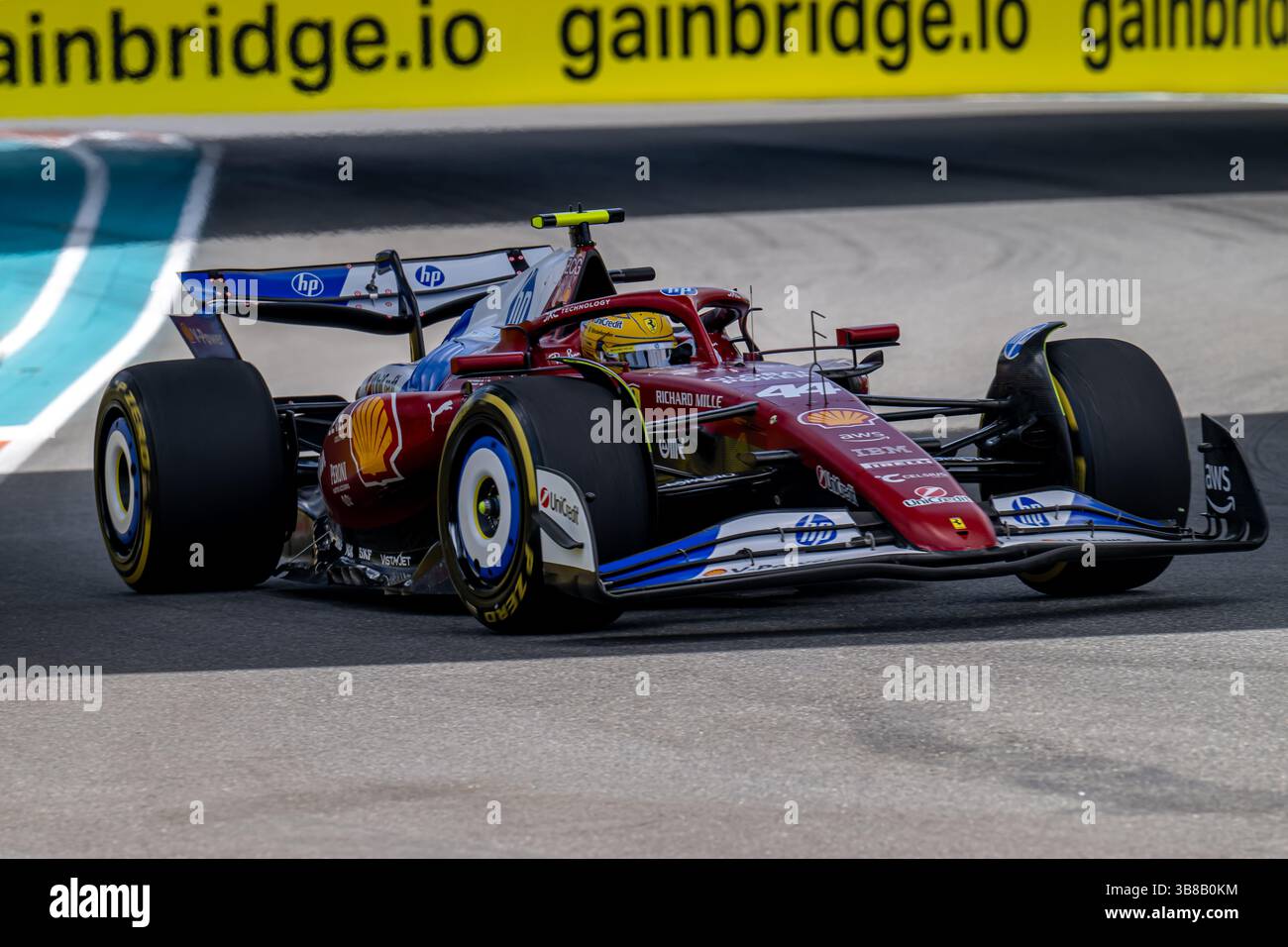 MIAMI, UNITED STATES: Lewis Hamilton, racing for the Ferrari team ...