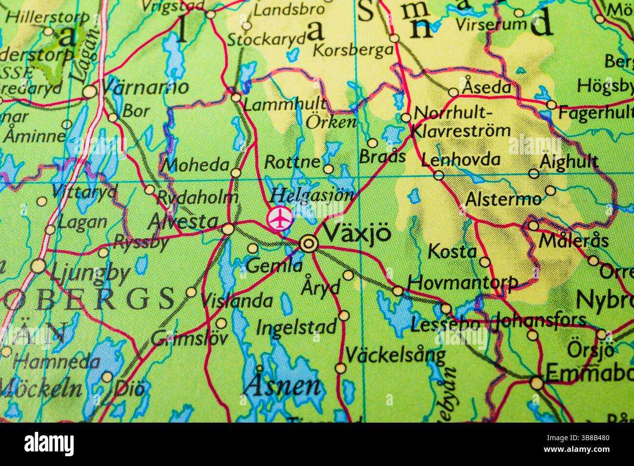 Helsingborg Map with Roads and Landmarks Stock Photo - Alamy