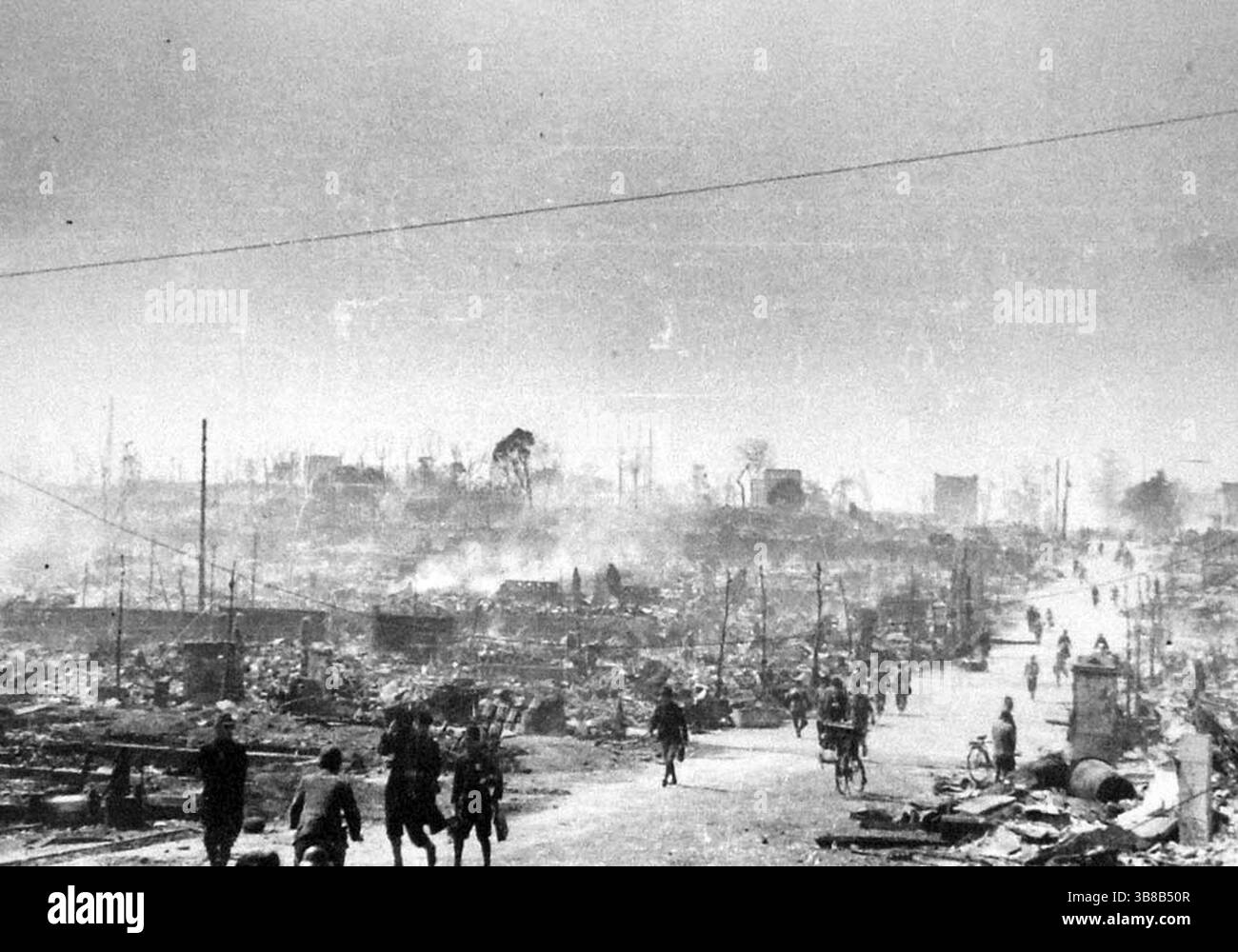 A road passing through a part of Tokyo that was destroyed in the 10 ...