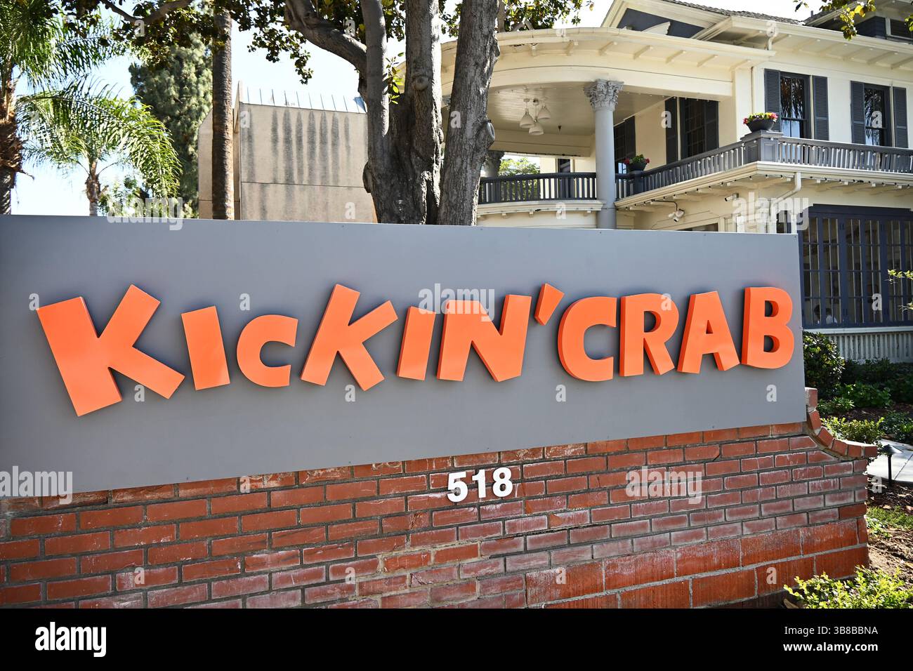SANTA ANA, CALIFORNIA - 30 APR 2025: Sign at the Kickin Crab a Cajun ...