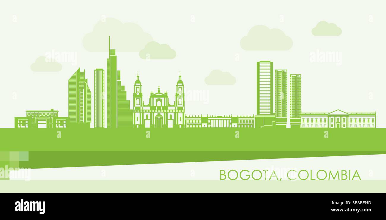 Green Skyline panorama of city of Bogota, Colombia - vector ...