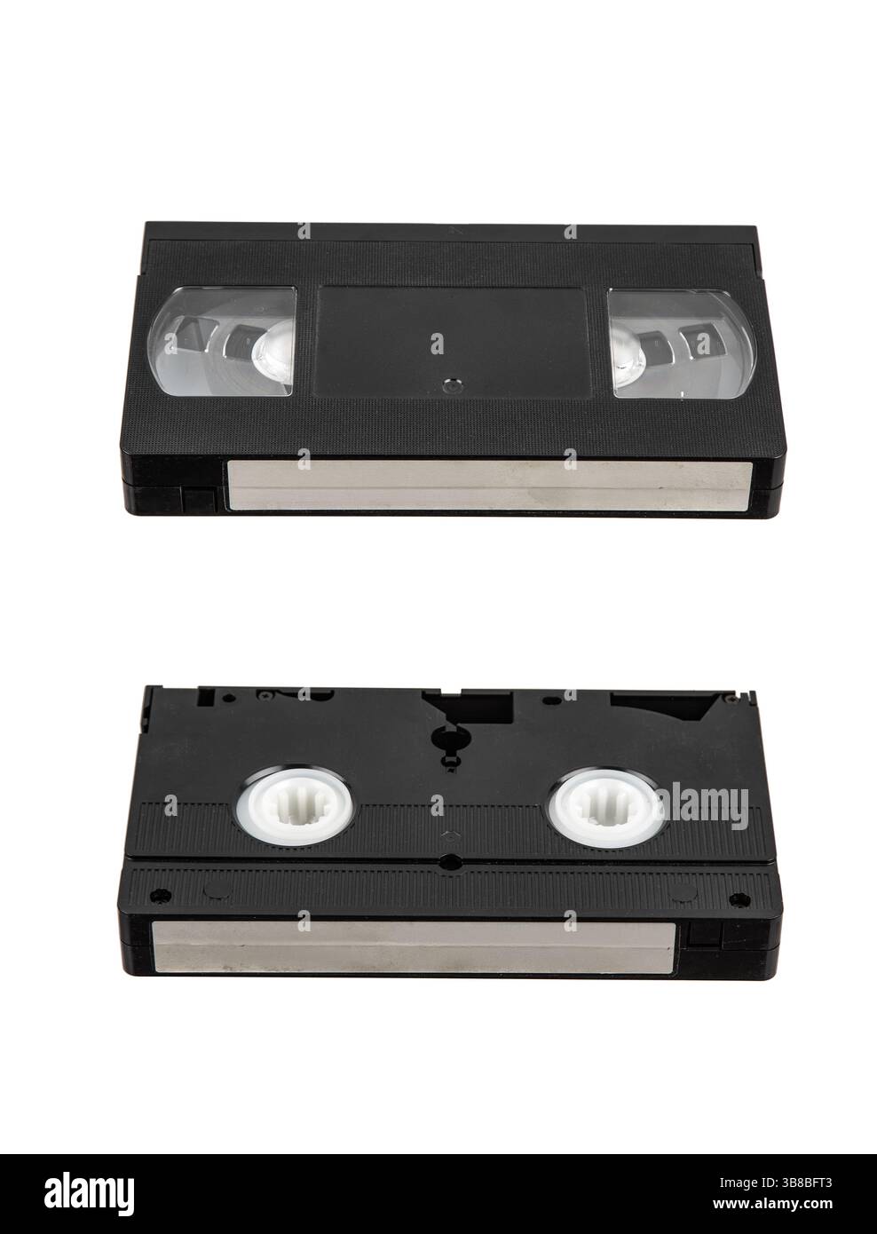 Two VHS tapes shown front and back side by side on white background ...