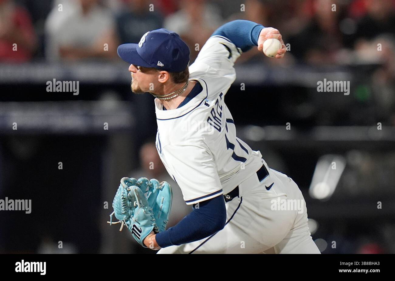 Tampa Bay Rays pitcher Eric Orze against the Philadelphia Phillies ...