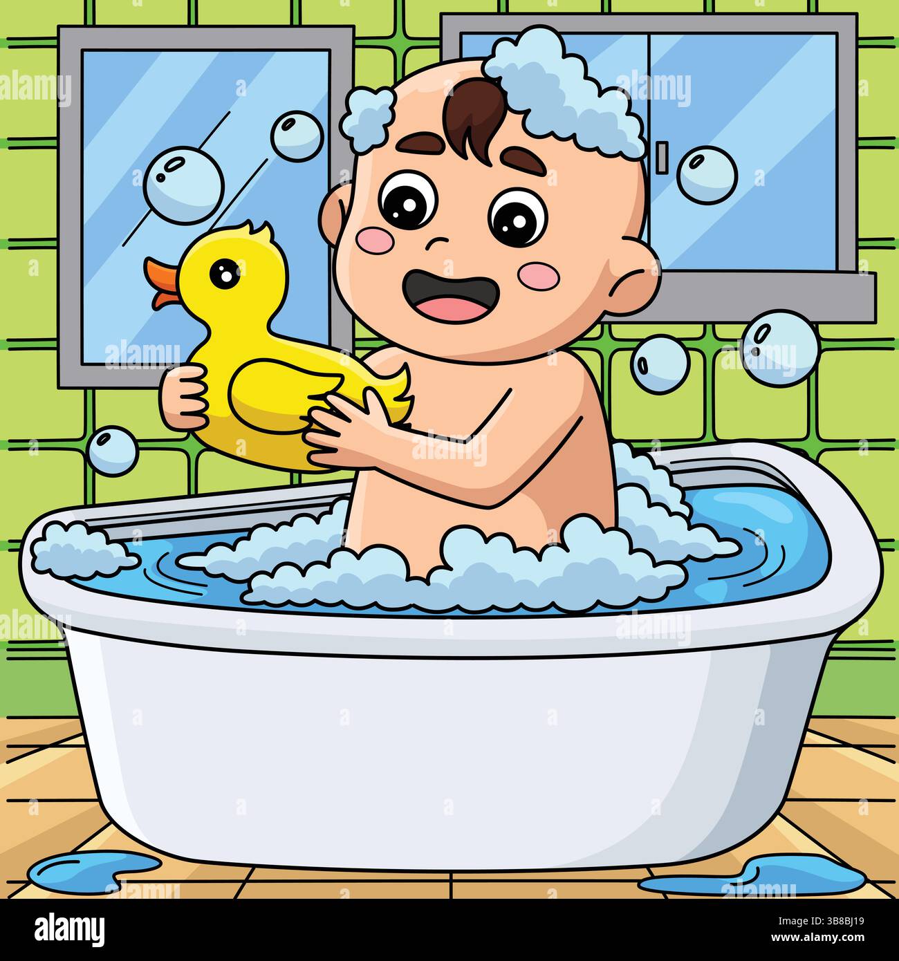 Baby Shower Baby Showering Colored Cartoon Stock Vector Image & Art - Alamy