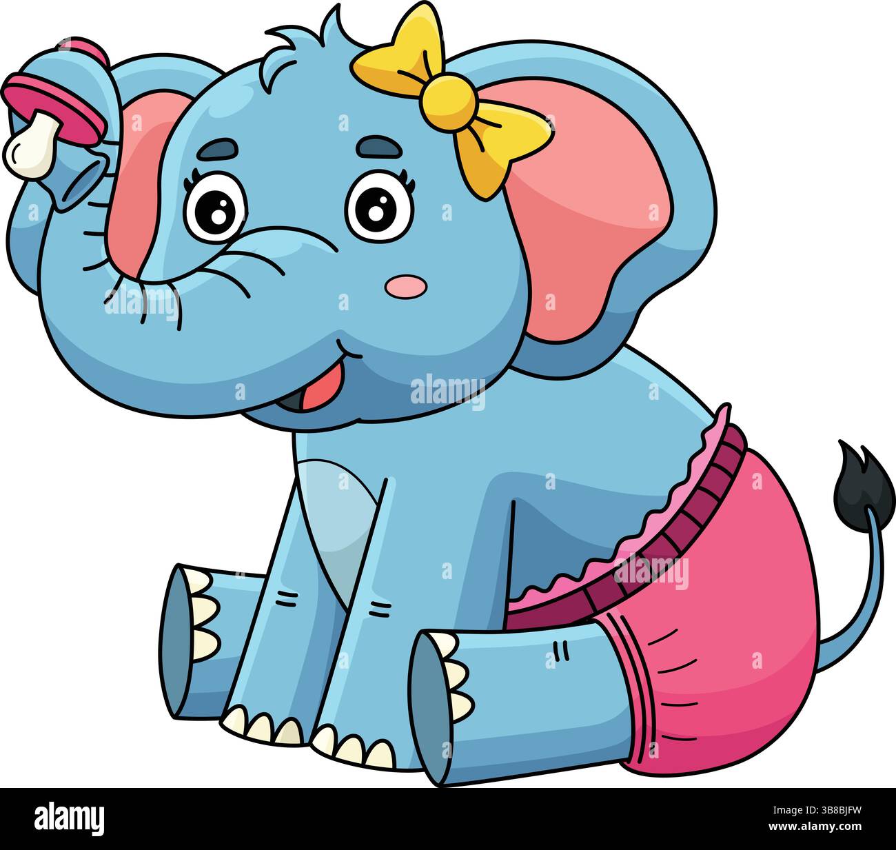 Baby Shower Baby Girl Elephant Cartoon Clipart Stock Vector Image & Art ...