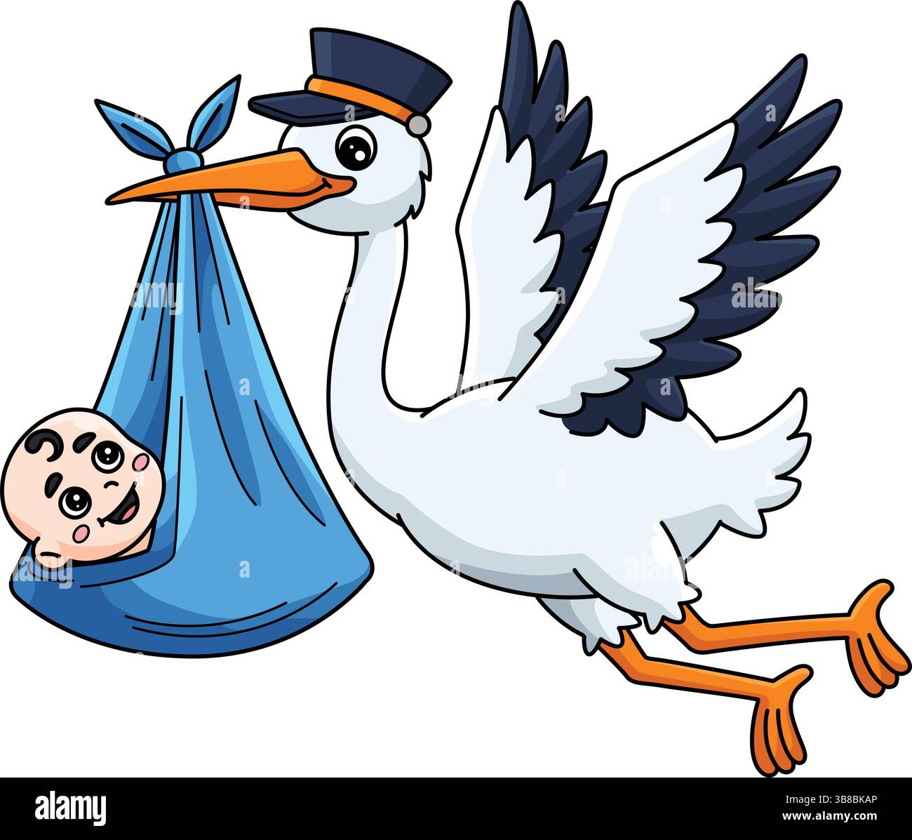 Baby Shower Stork with a Baby Cartoon Clipart Stock Vector Image & Art ...