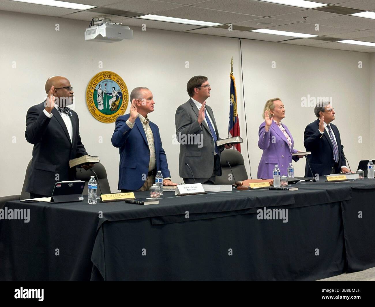 Newly appointed members of the North Carolina State Board of Elections ...