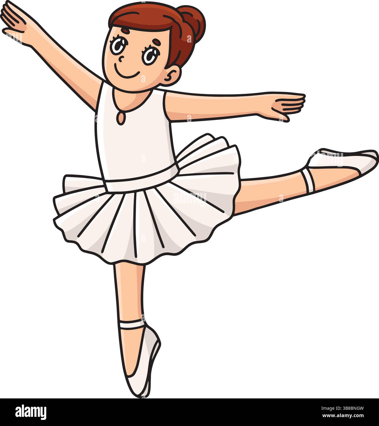 Ballerina doing Arabesque Cartoon Colored Clipart Stock Vector Image ...