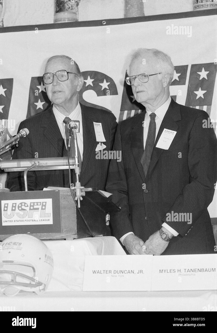 David Dixon, left, founder of the United States Football League and ...