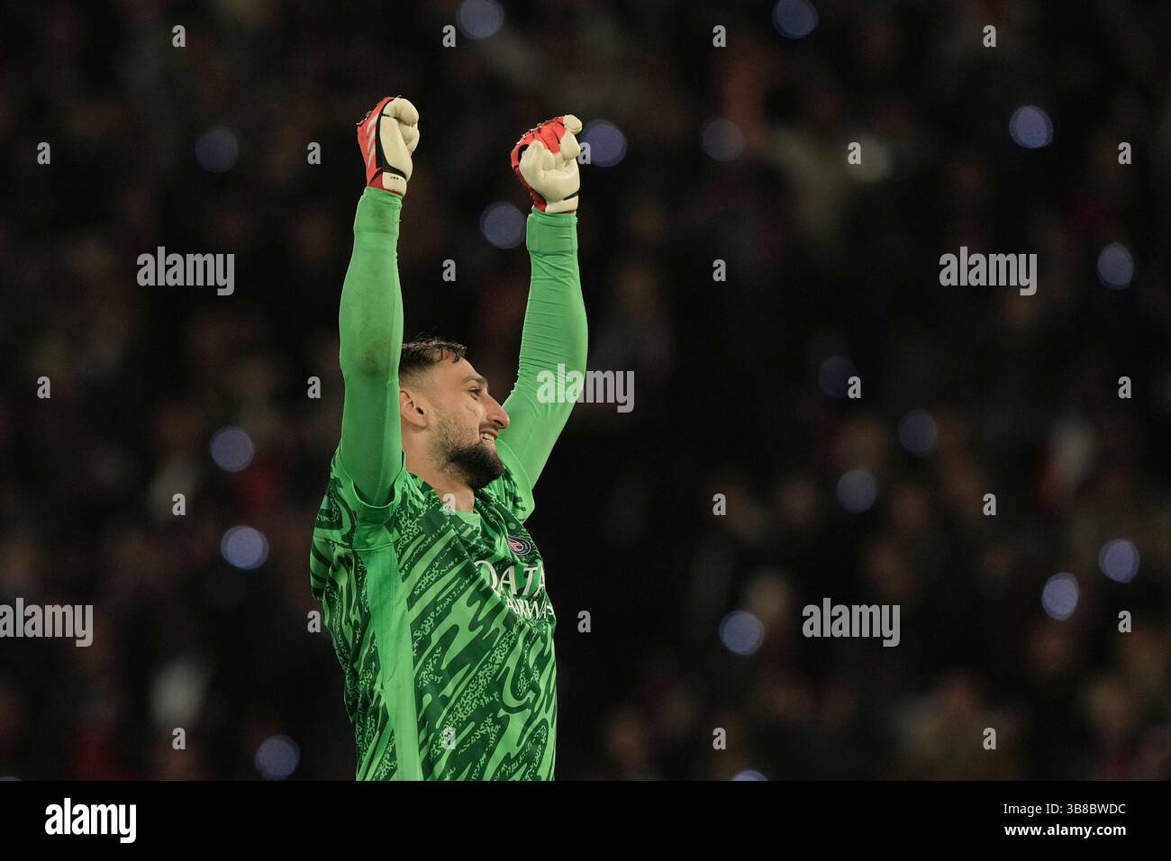 PSG's goalkeeper Gianluigi Donnarumma celebrates after the Champions ...