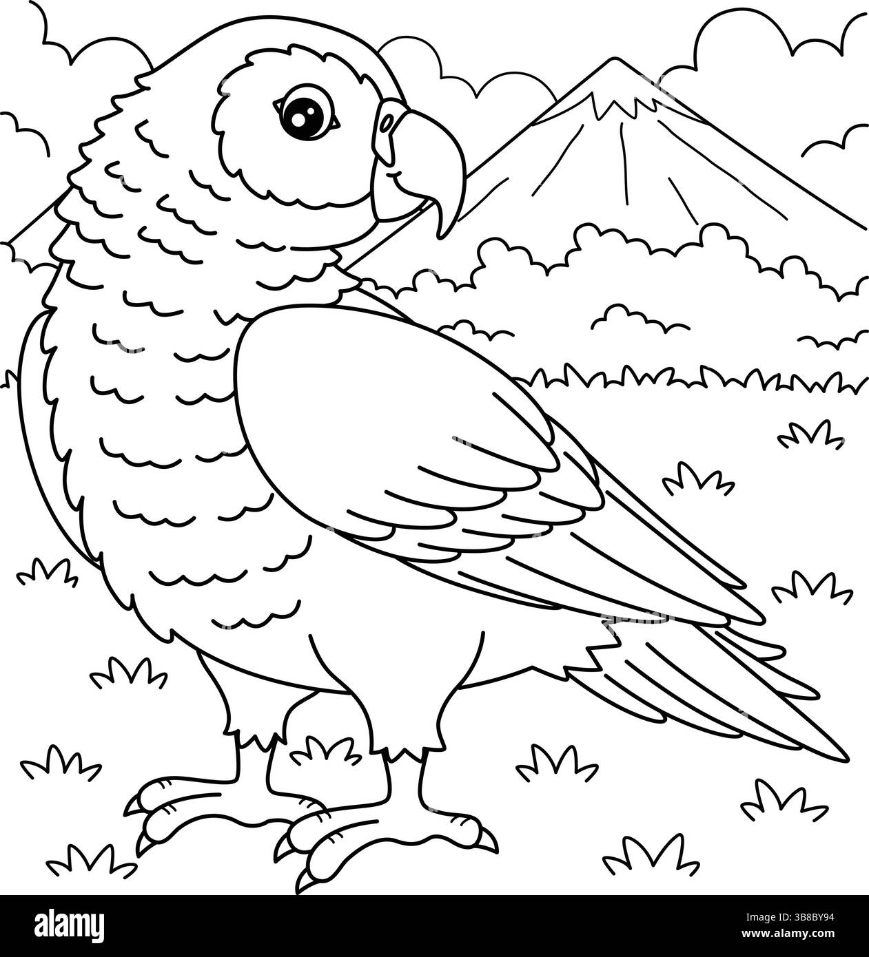 Bird African Grey Parrot Coloring Page for Kids Stock Vector Image ...