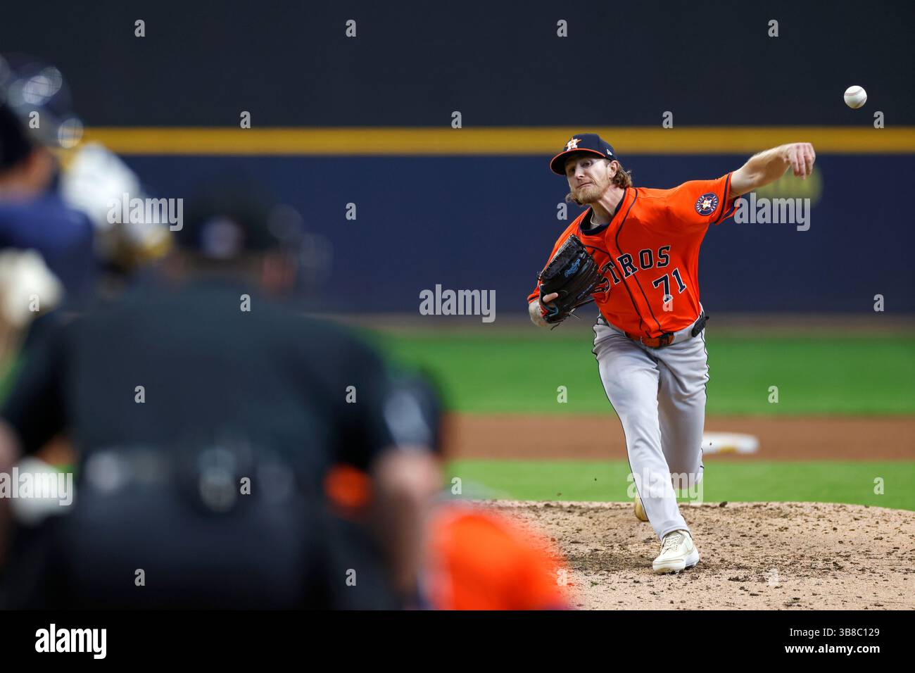 MILWAUKEE, WI - MAY 07: Houston Astros pitcher Josh Hader (71) delivers ...
