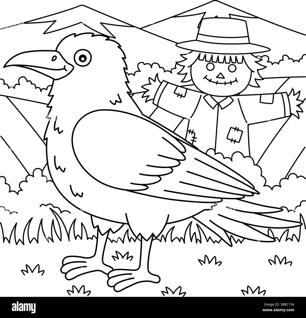 Bird Crow Coloring Page for Kids Stock Vector Image & Art - Alamy