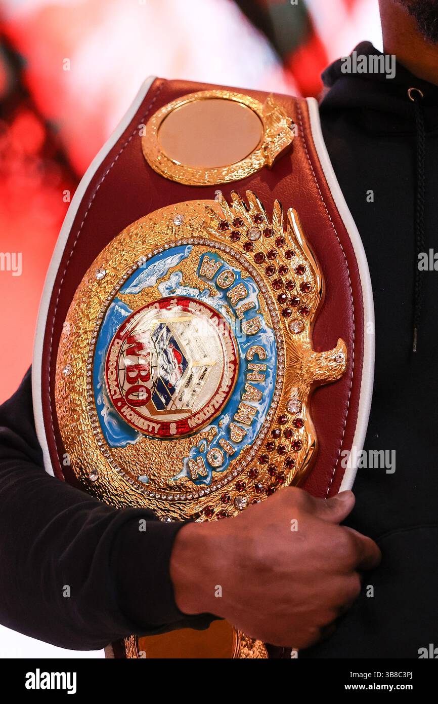 March 26, 2025: WBO Welterweight champion Brian Norman Jr. holds the ...