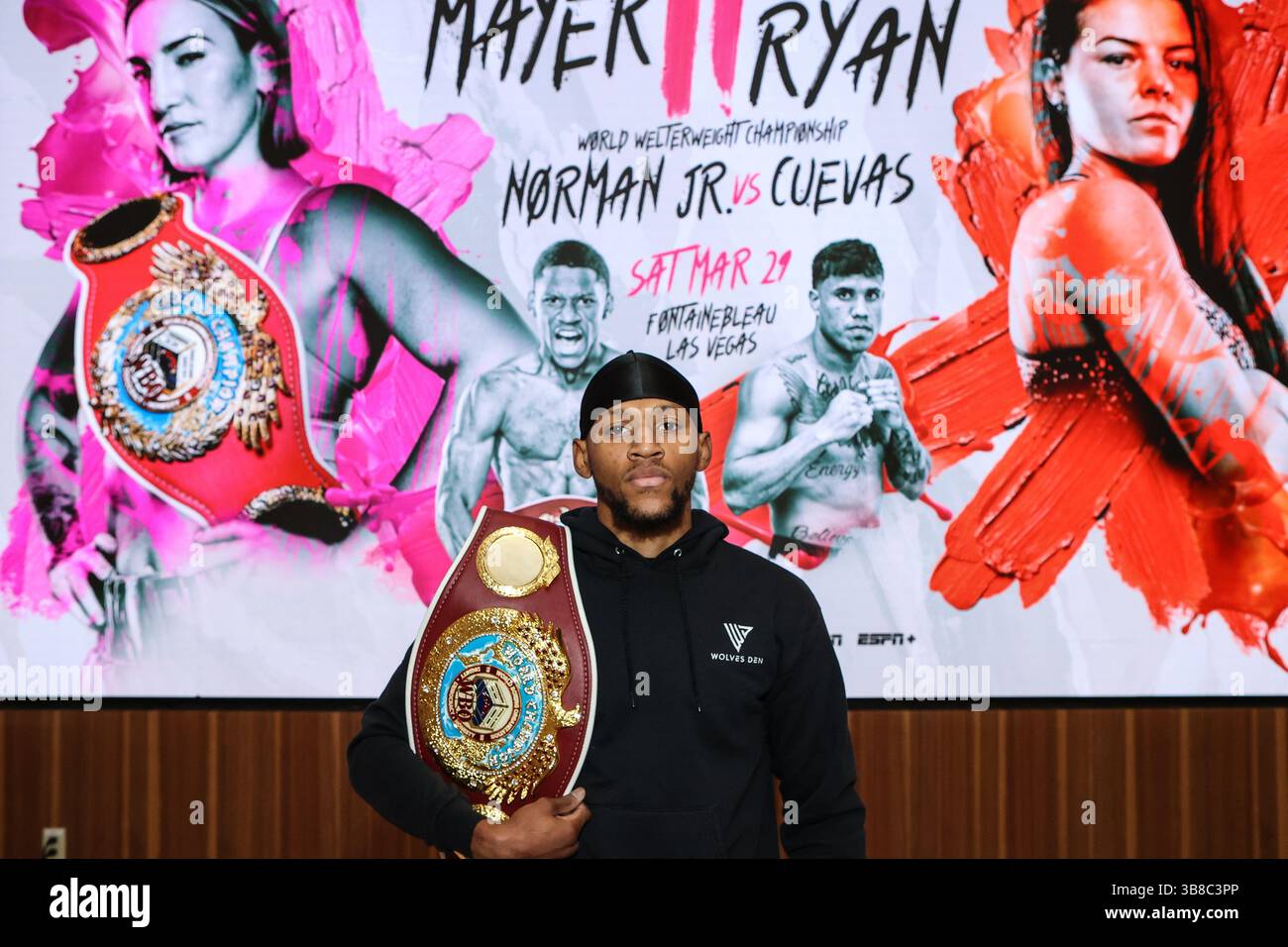 March 26, 2025: WBO Welterweight champion Brian Norman Jr. poses for a ...