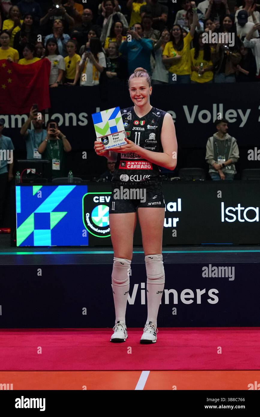 ISTANBUL, TURKIYE - MAY 04, 2025: MVP Isabelle Haak in CEV Champions League Volley Final Four in ...