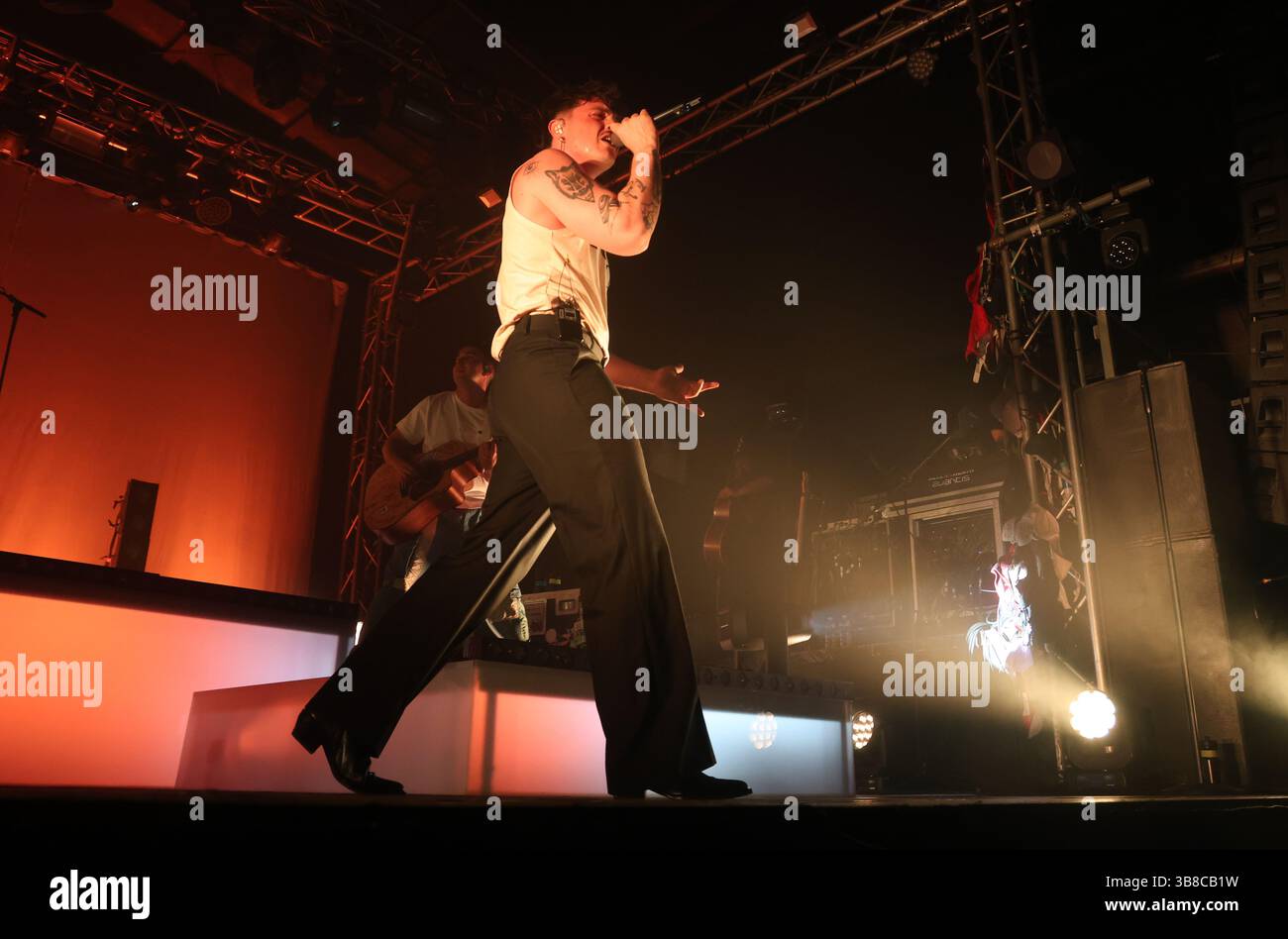 Italian singer Olly on stage at Estragon Club during his “Lo rifarei ...