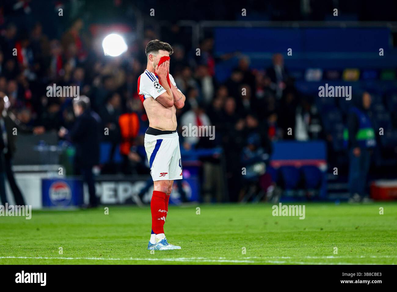 Declan Rice (41) of Arsenal looks dejected at full time during the UEFA ...
