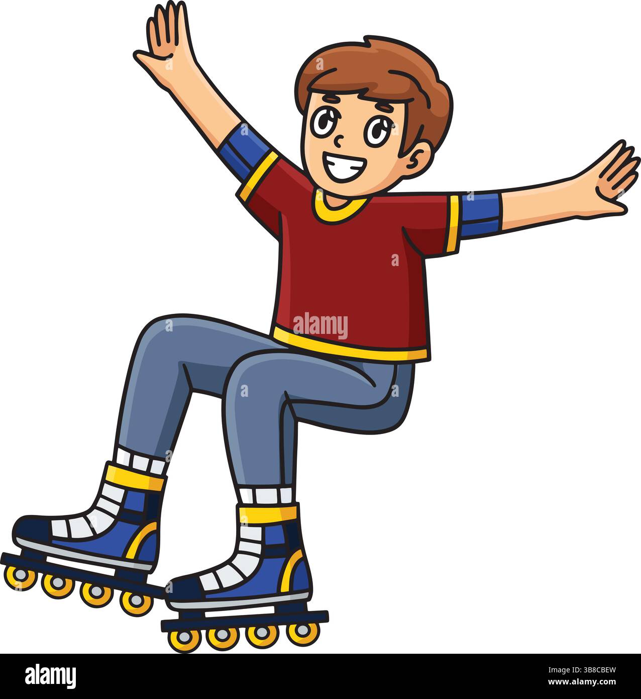 Inline Skater Jumping Off Ground Cartoon Clipart Stock Vector Image ...
