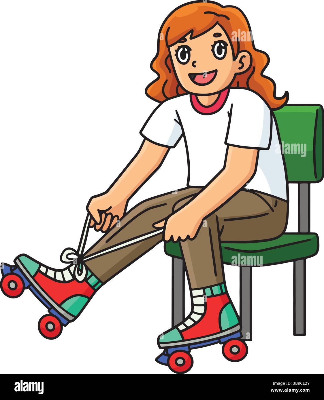 Girl Wearing Roller Skates Cartoon Colored Clipart Stock Vector Image ...
