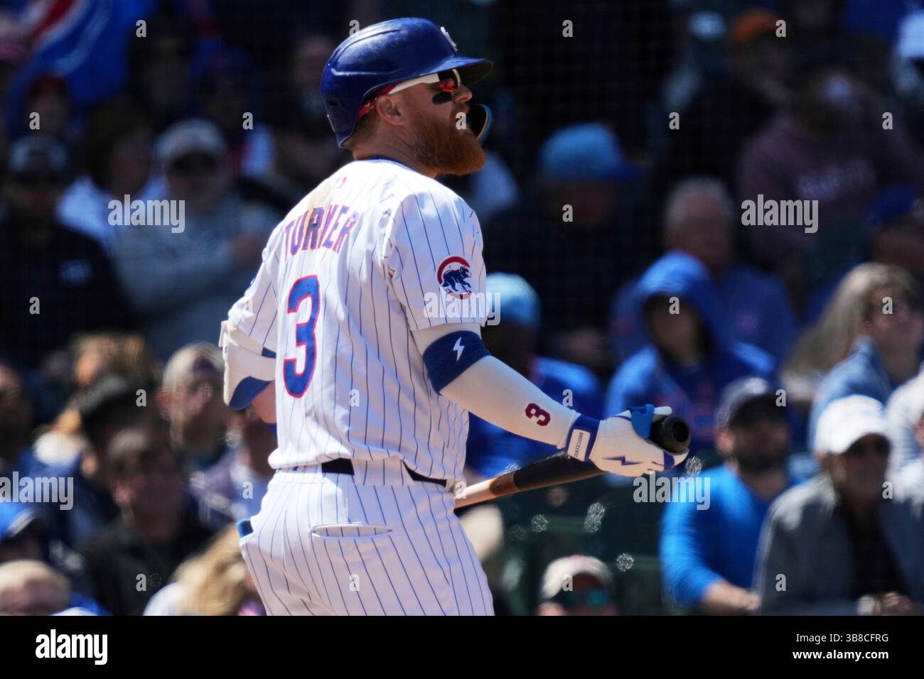 Chicago Cubs' Justin Turner looks to outfield after striking out ...