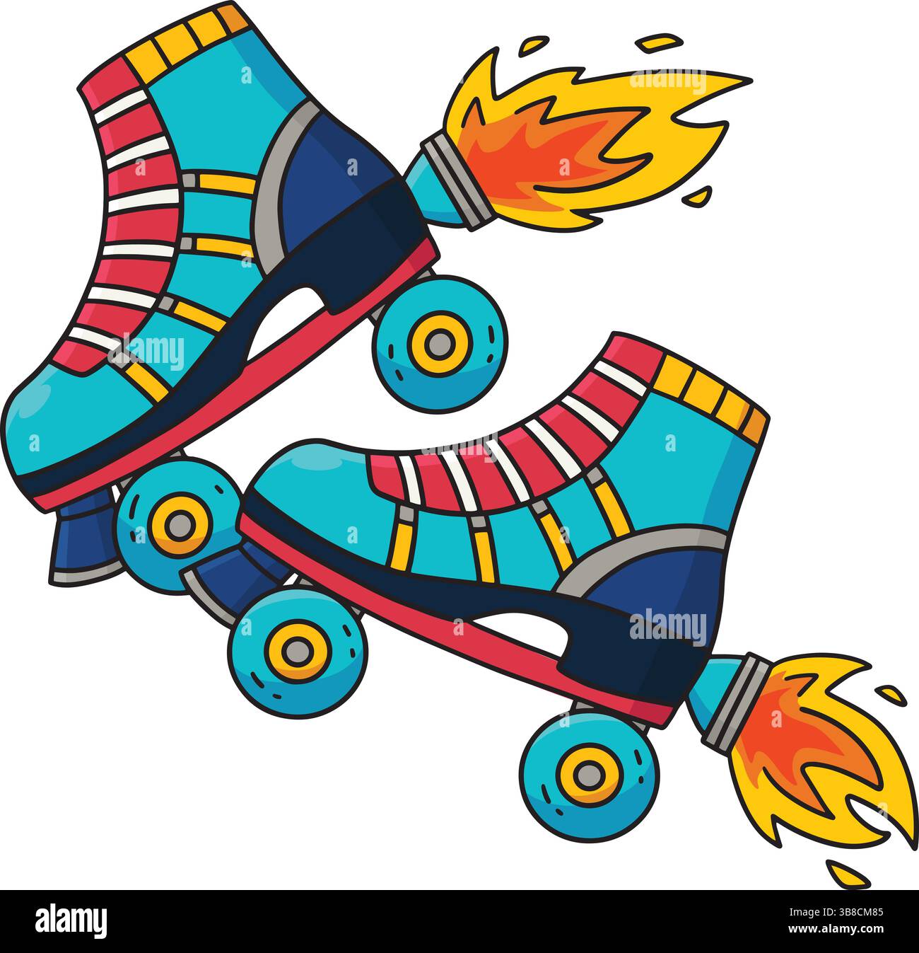 Roller Skate with Rockets Cartoon Colored Clipart Stock Vector Image ...