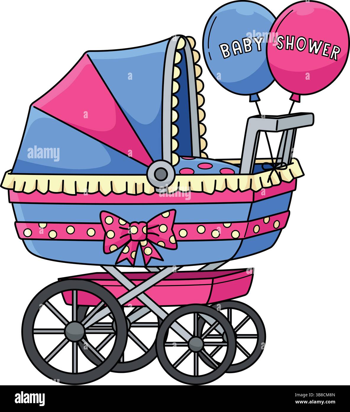 Baby Shower Stroller Cartoon Colored Clipart Stock Vector Image & Art ...