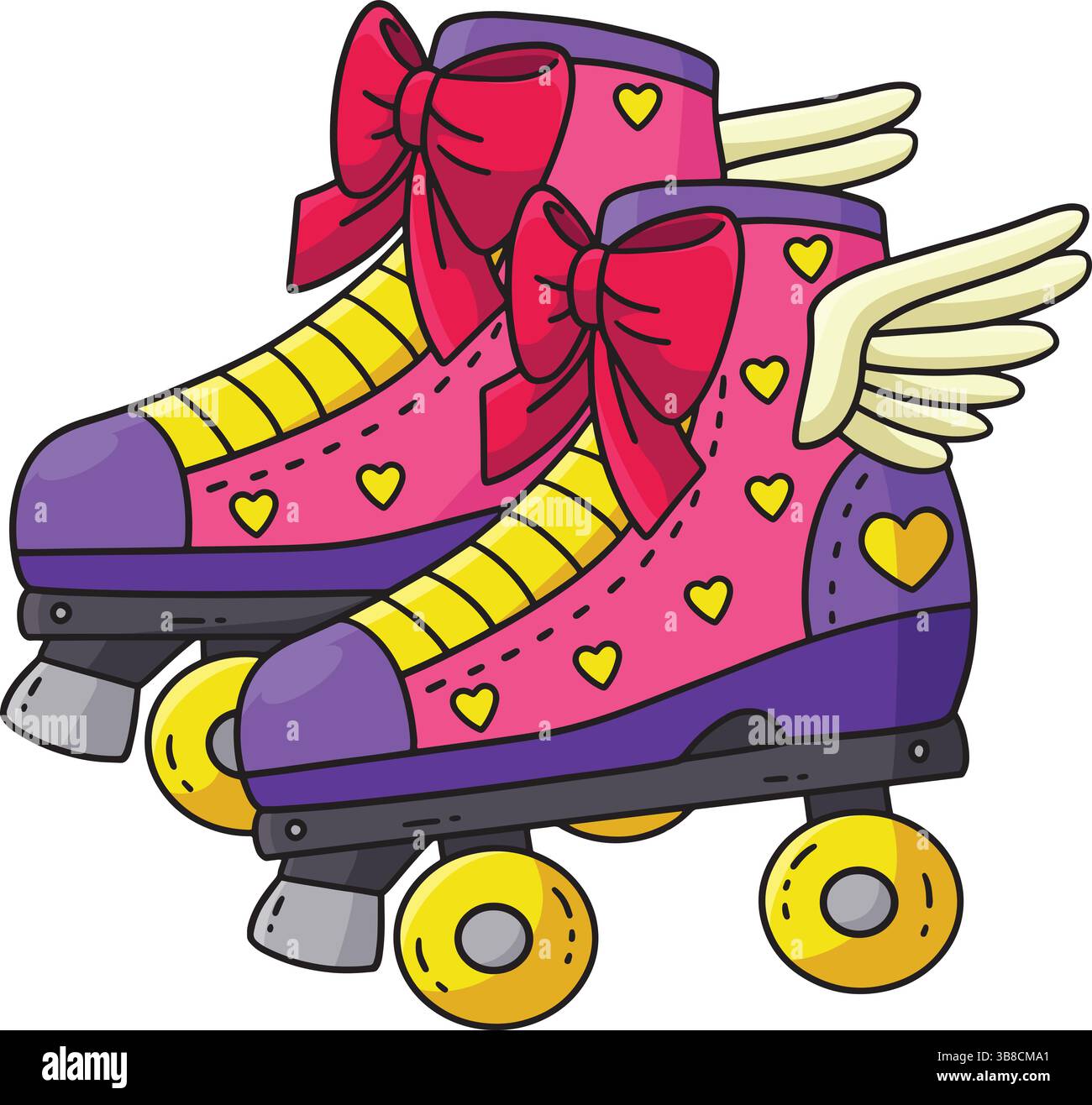 Roller Skates for Girls Wings Cartoon Colored Clipart Stock Vector ...