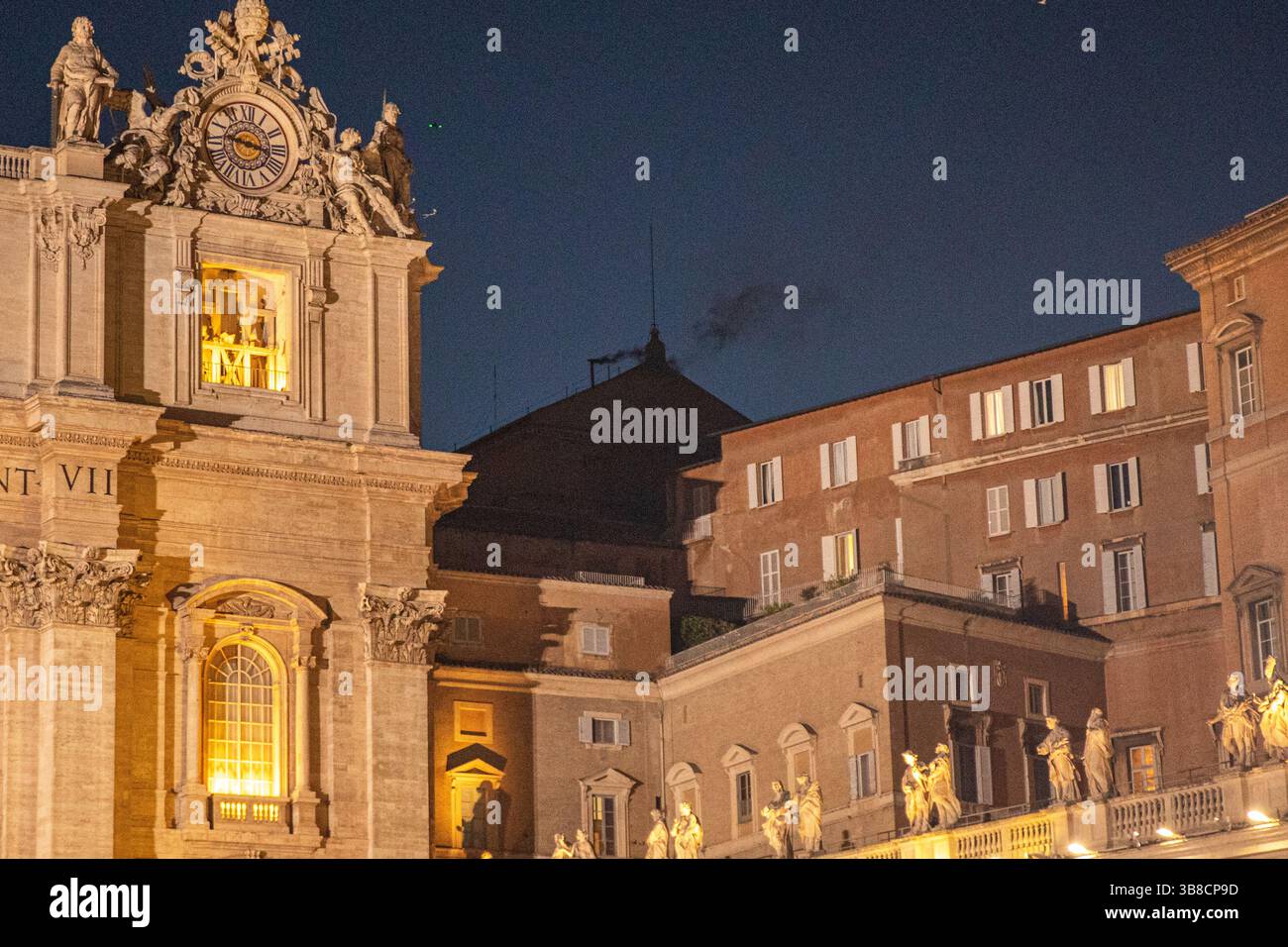 VATICAN CITY – 7 May 2025: Black smoke rises above St. Peter's Basilica ...