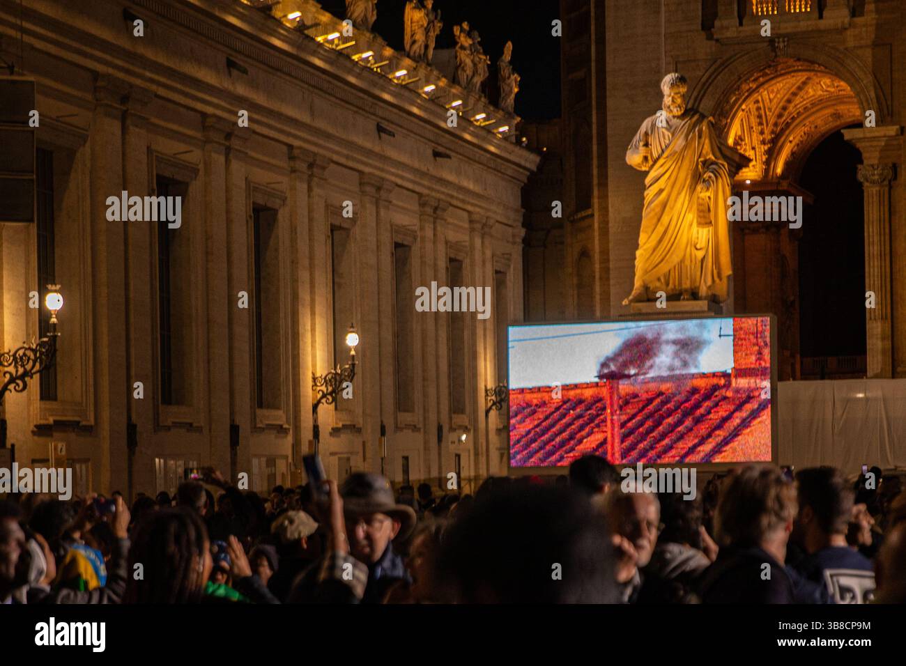 VATICAN CITY – 7 May 2025: Black smoke rises above St. Peter's Basilica ...